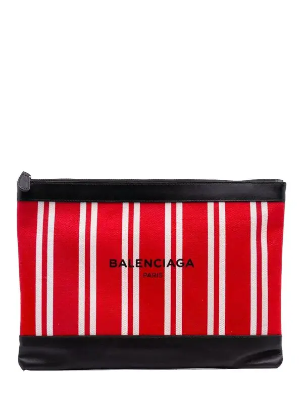 Balenciaga Pre-owned 2017 M Canvas Navy Clip Clutch Bag - Red
