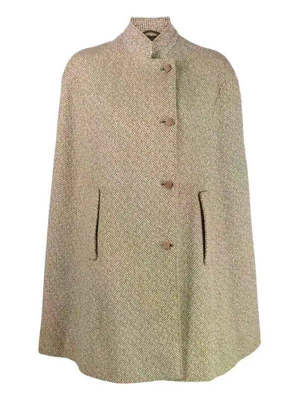 A.N.G.E.L.O. VINTAGE CULT 1960s Herringbone Cape-style Coat - Neutrals