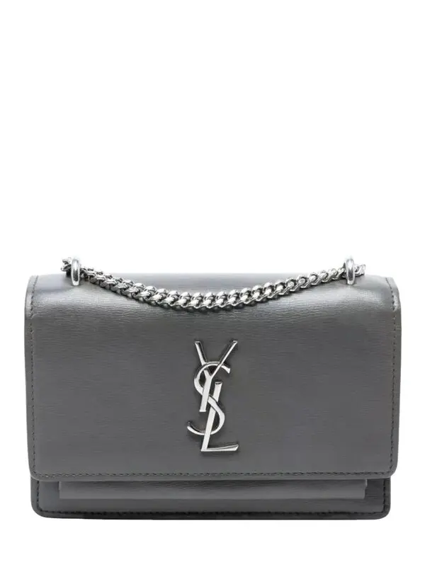 Saint Laurent 2017 Small Leather Monogram Sunset Crossbody Bag - Grey