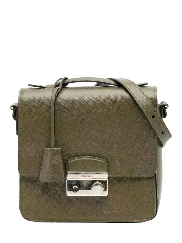 Prada Small Saffiano Lux Sound Satchel - Brown