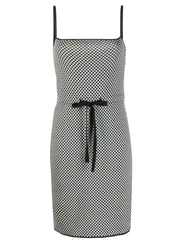 Dior 2010s Geometric Pattern Drawstring Dress - Black