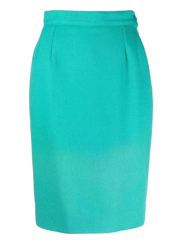 Saint Laurent 1980s High-waisted Pencil Skirt - Green