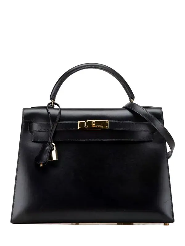 Hermès 1998 Box Calf Kelly Sellier 32 Satchel - Black