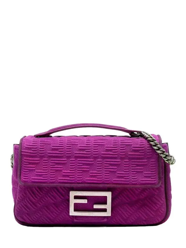 Fendi Zucca Embossed Technical Fabric Chain Baguette - Purple
