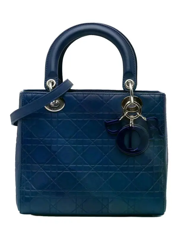 Dior Pre-owned Ultra Matte Calfskin Cannage Lady Satchel - Blue