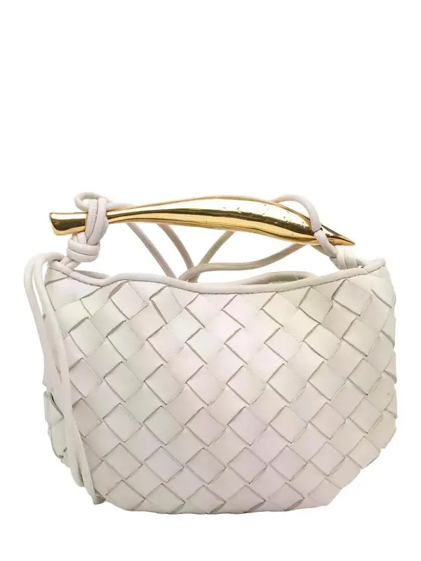 Bottega Veneta Baby Lambskin Intrecciato Sardine Satchel - White