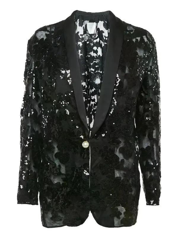 INGIE PARIS Sequin-embellished Tulle Blazer - Black