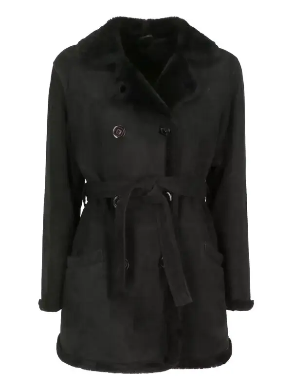 Versace 1990s Suede Coat - Black