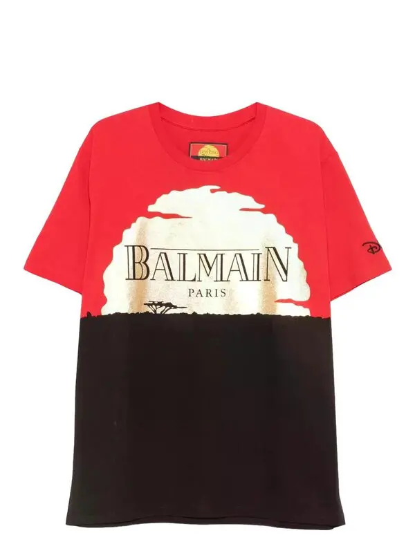 Balmain X Disney Sunset-print T-shirt - Red