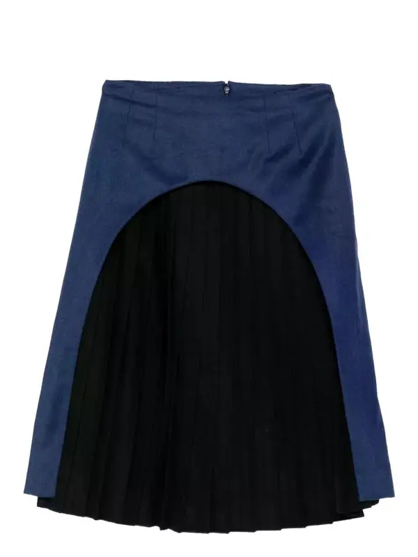 Fendi 2010s Pleated Wool-blend Skirt - Black