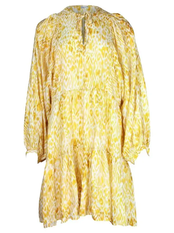 ANINE BING Tiered Leopard-print Dress - Yellow