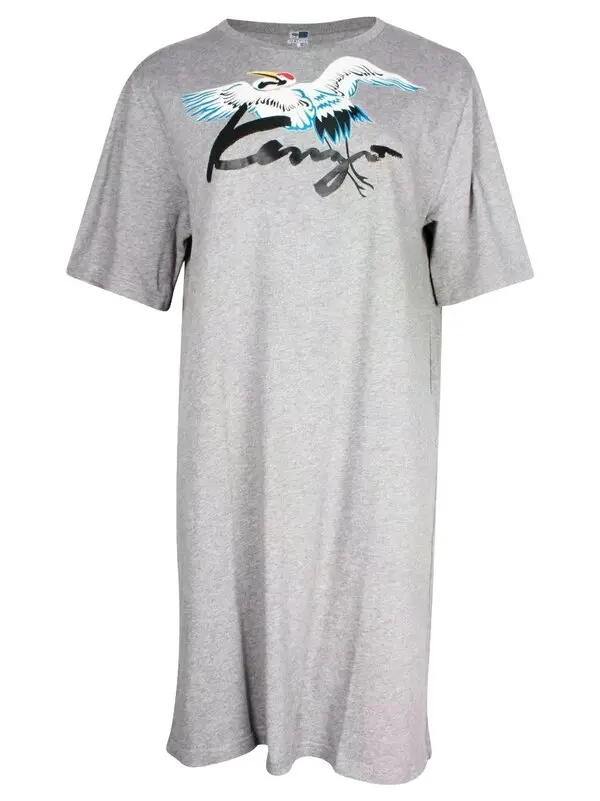Kenzo Memento Capsule Bird-print T-shirt Dress - Grey