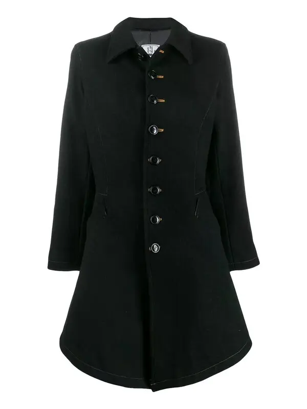 Jean Paul Gaultier Military Style Wool Blend Coat - Black