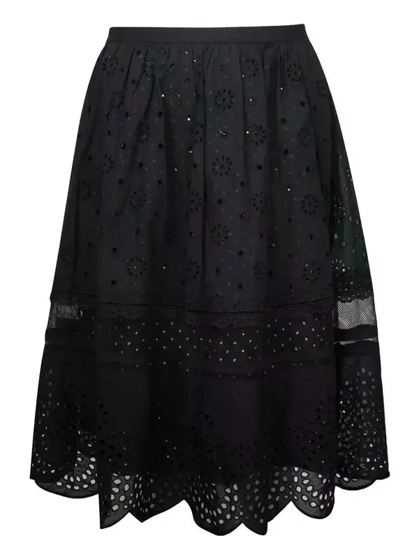 Marc Jacobs Lace Eyelet Midi Skirt - Black