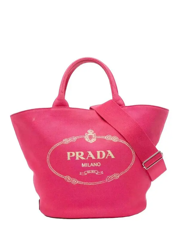 Prada Canapa Logo Convertible Tote Bag - Pink