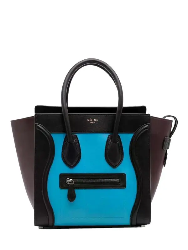 Celine 2014 Micro Tricolor Leather Luggage Tote Bag - Blue