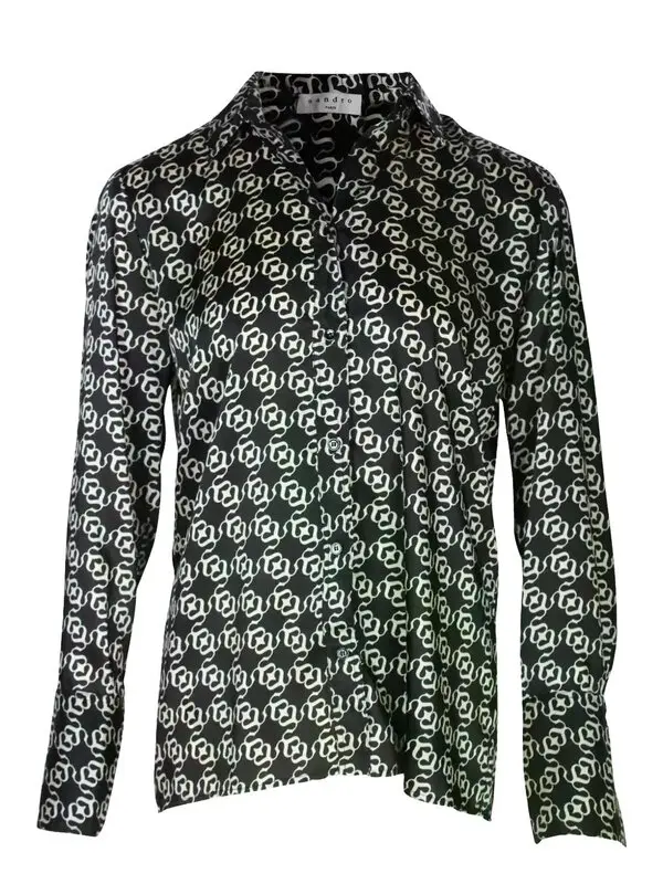 Sandro Chain-print Long Sleeve Shirt - Black