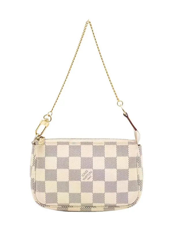 LOUIS VUITTON Damier Azur Mini Pochette Accessoires Handbag - White