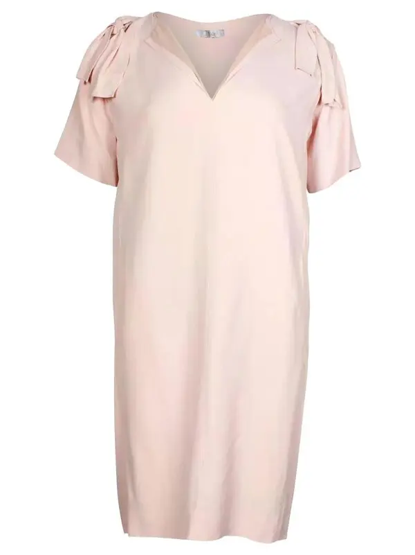 Chloé Bow-detail V-neck Dress - Pink