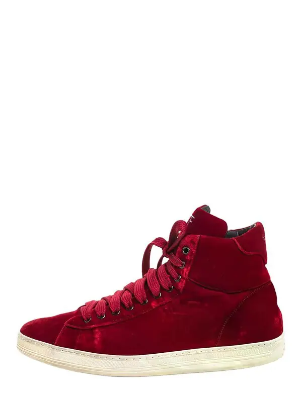 TOM FORD Velvet High-top Sneakers - Red