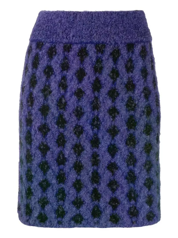 Issey Miyake 1980s High-waisted Knitted Skirt - Purple