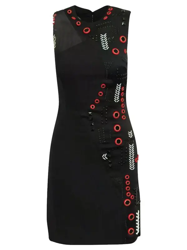 Versace Beaded Sleeveless Dress - Black