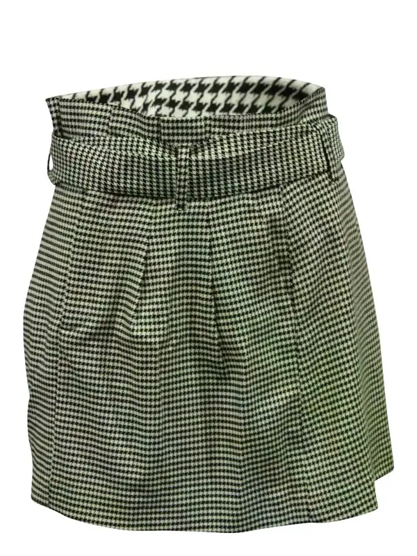 Alice + Olivia Houndstooth Belted Mini Skirt - Black