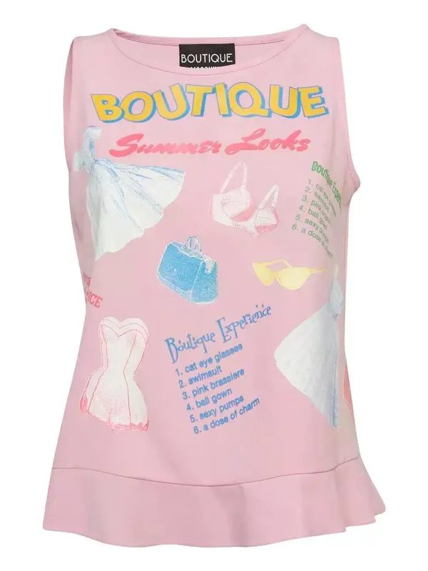 Moschino Graphic-print Peplum Tank Top - Pink