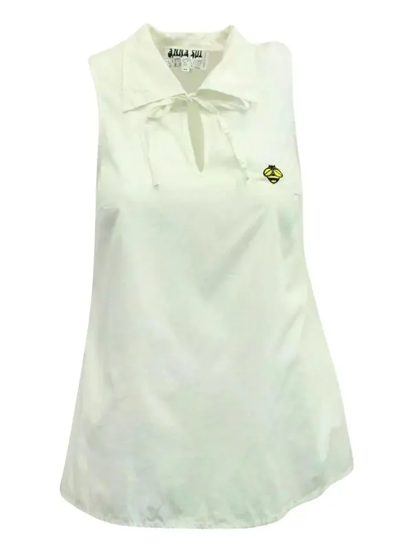 Anna Sui Bee-embroidered Sleeveless Top - White