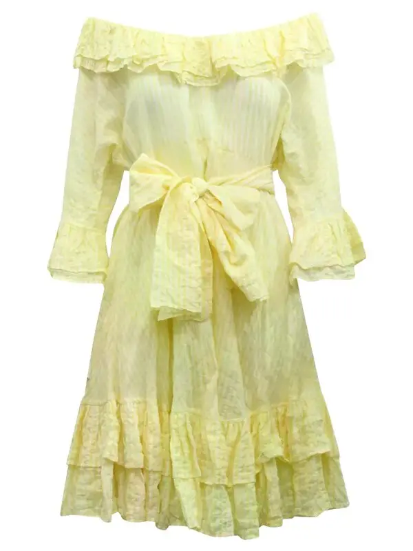 Lisa Marie Fernandez Striped Ruffle Mini Dress - Yellow