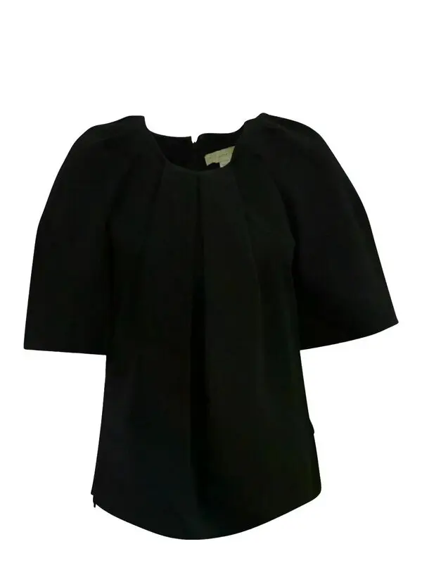 Stella McCartney Pleated-neckline Wide-sleeve Top - Black