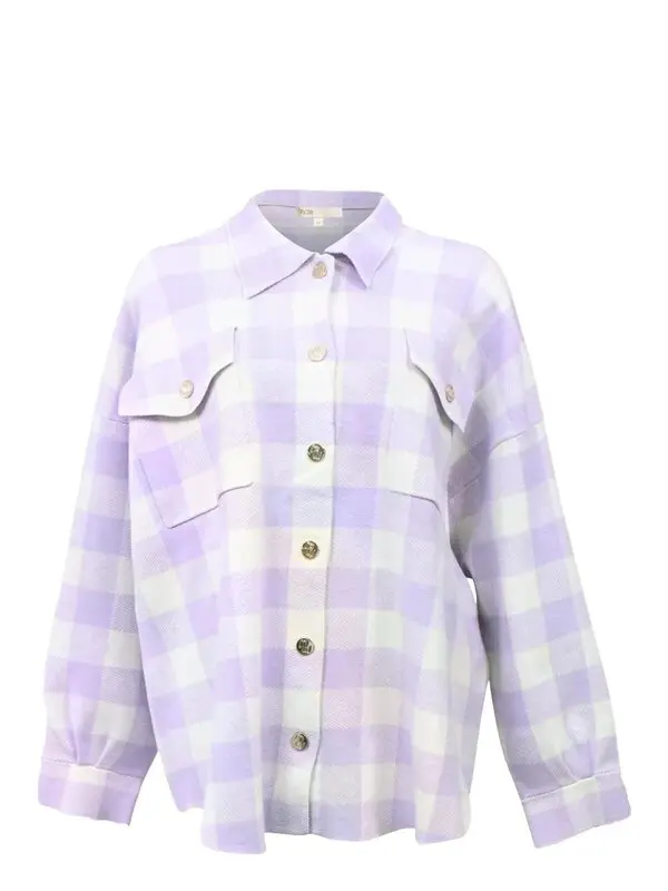 Maje Michael Checkered Flap-pocket Shirt Jacket - Purple