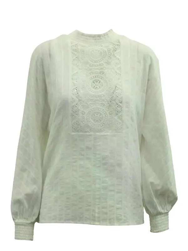 Maje Lace Smocked-sleeve Blouse - Neutrals