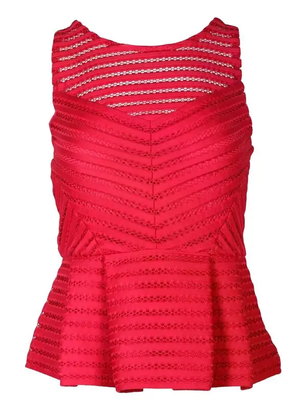 Maje Sleeveless Peplum Top - Red