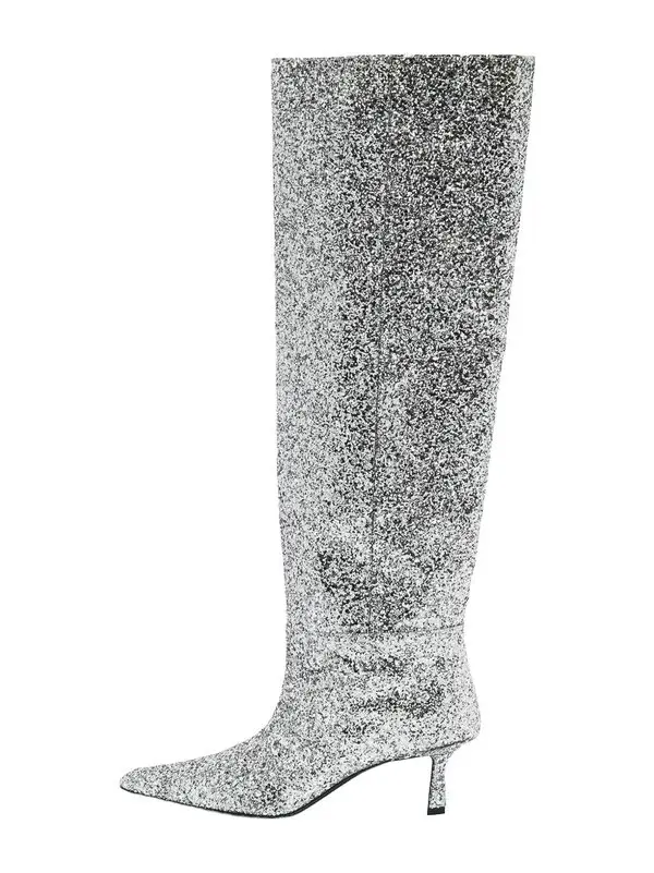 ALEXANDER WANG 2024 60mm Glitter Boots - Grey