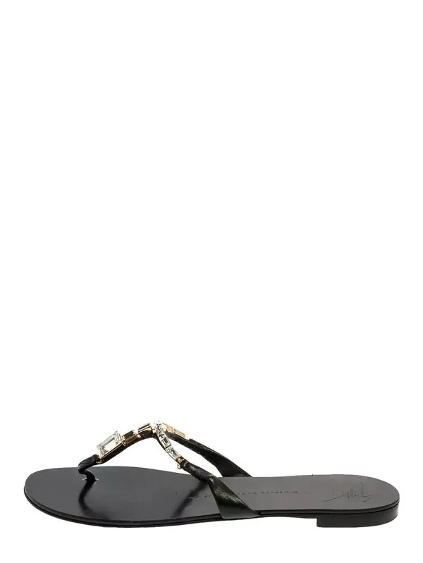 GIUSEPPE ZANOTTI Crystal-embellished Leather Sandals - Black