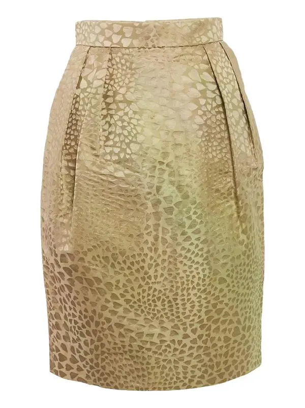 Saint Laurent Heart-pattern Pleated Skirt - Neutrals
