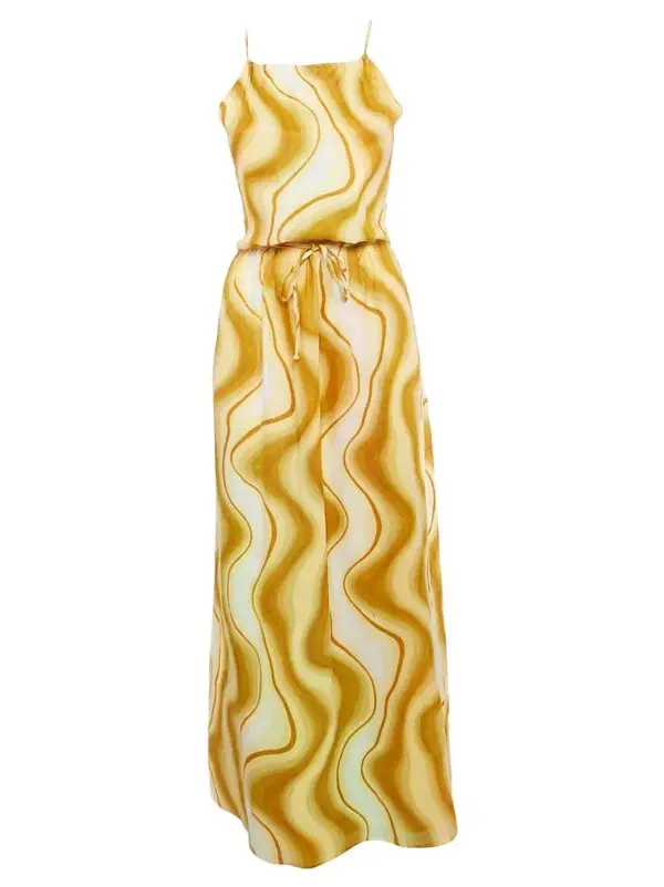 Faithfull The Brand Wave-print Linen Dress - Yellow