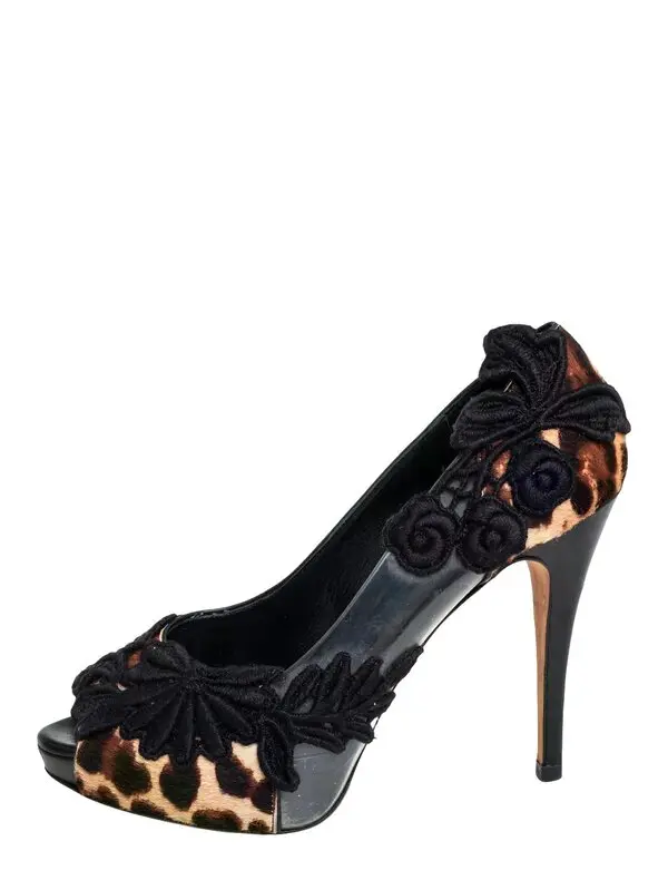 Dolce & Gabbana 115mm Floral-lace Sandals - Black