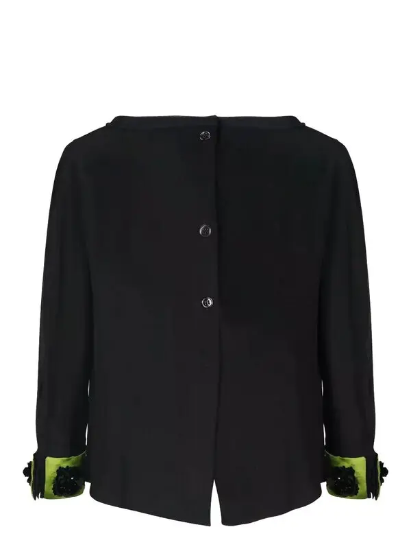 Prada Embellished-cuff Blouse - Black