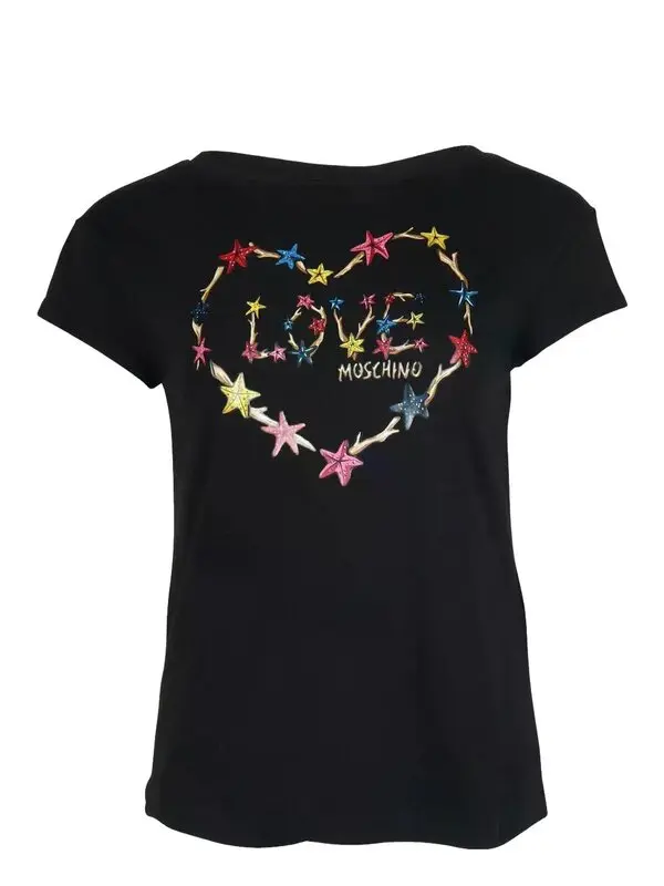 Moschino Heart-print Cotton T-shirt - Black