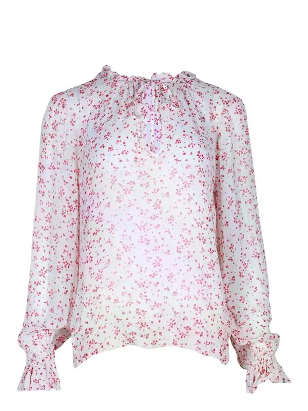 GANNI Ruffled Floral-print Blouse - White