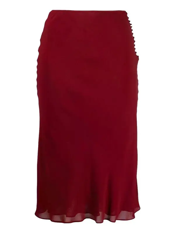 Dior 1990s Ruffled Hem High-waisted Skirt - Red