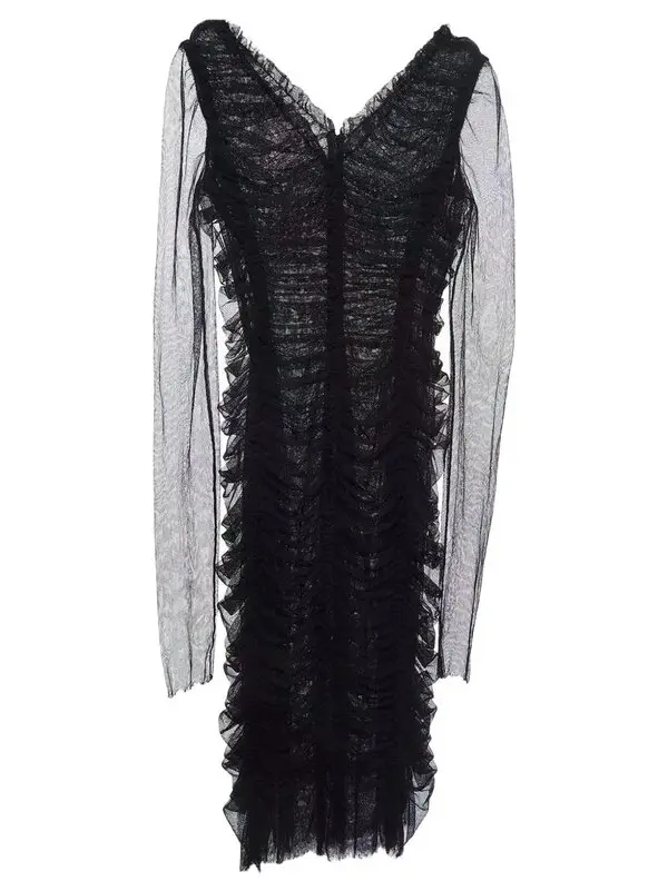 Dolce & Gabbana Ruffled Long-sleeve Dress - Black