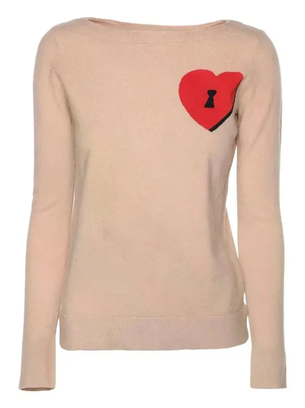 Diane Von Furstenberg Vintage Heart-lock Long-sleeve Sweater - Neutrals