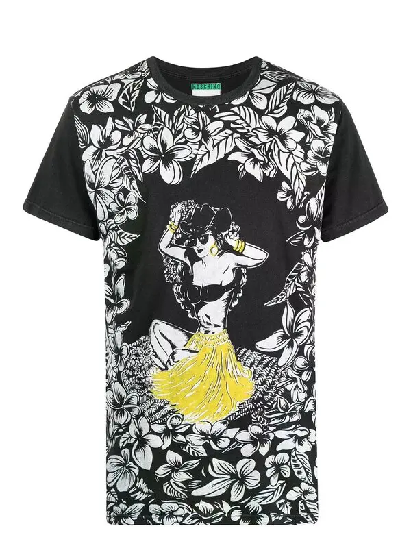 Moschino 1990s Hula-print T-shirt - Black