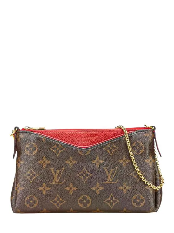 LOUIS VUITTON Monogram Pallas Clutch Satchel - Brown