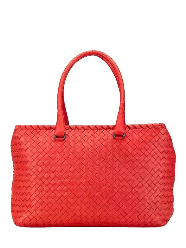 Bottega Veneta Nappa Intrecciato Brick Tote Bag - Red