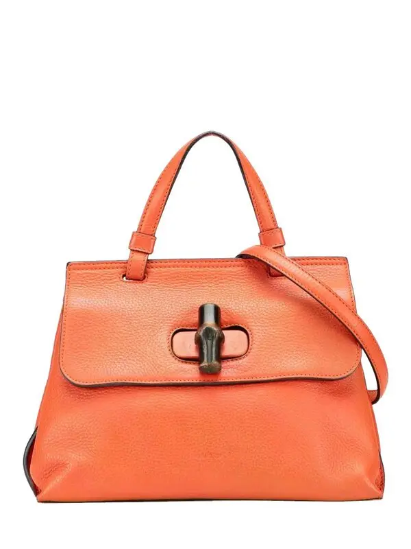 Gucci Leather Bamboo Daily Satchel - Orange