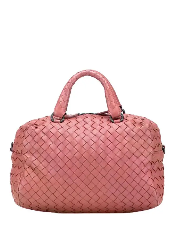 Bottega Veneta Nappa Intrecciato Bosto Boston Bag - Pink